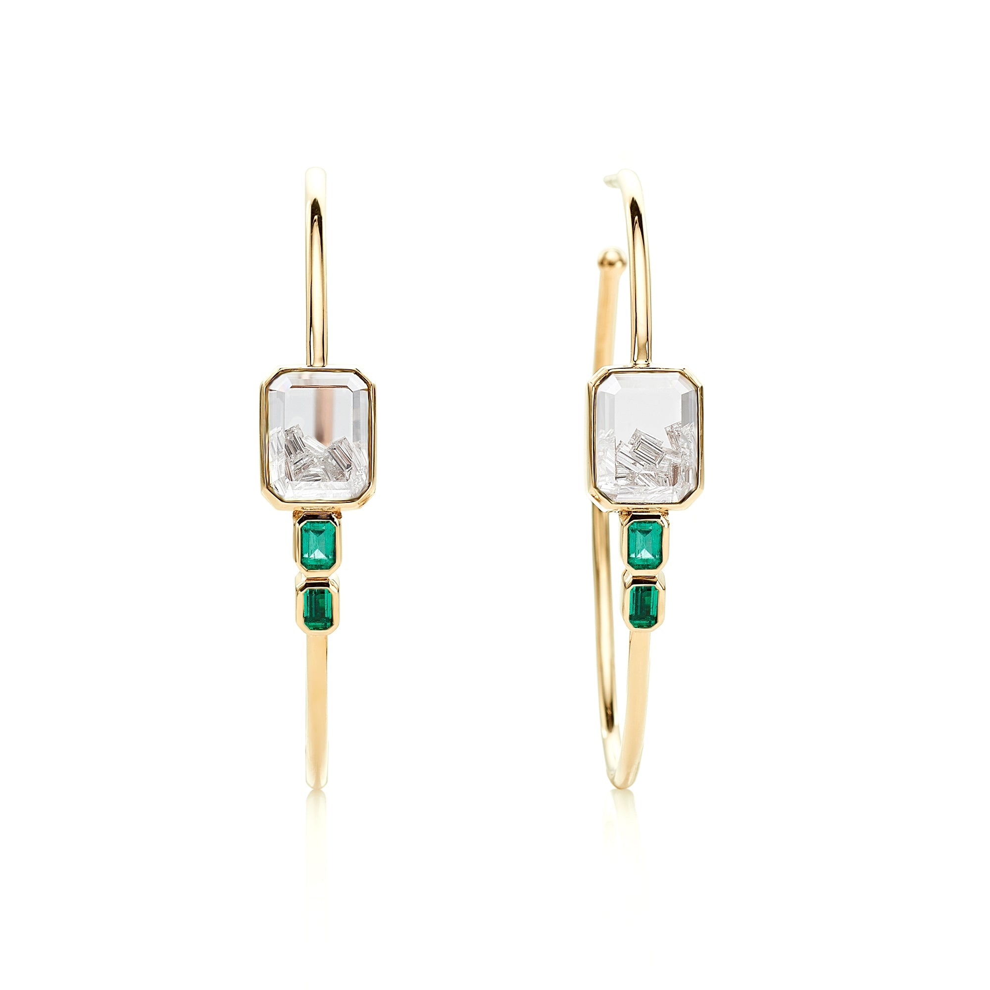Bala Emerald Shaker Hoop Earrings in 18k gold - Moritz Glik